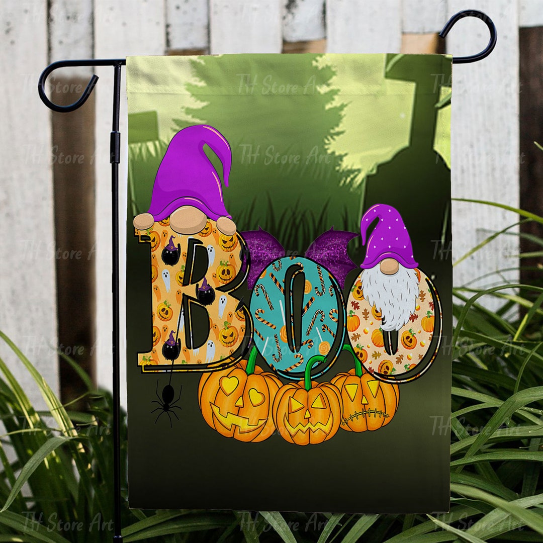 Halloween Boo Gnome Scary Pumpkin Face Spider Flag Greetings - Etsy