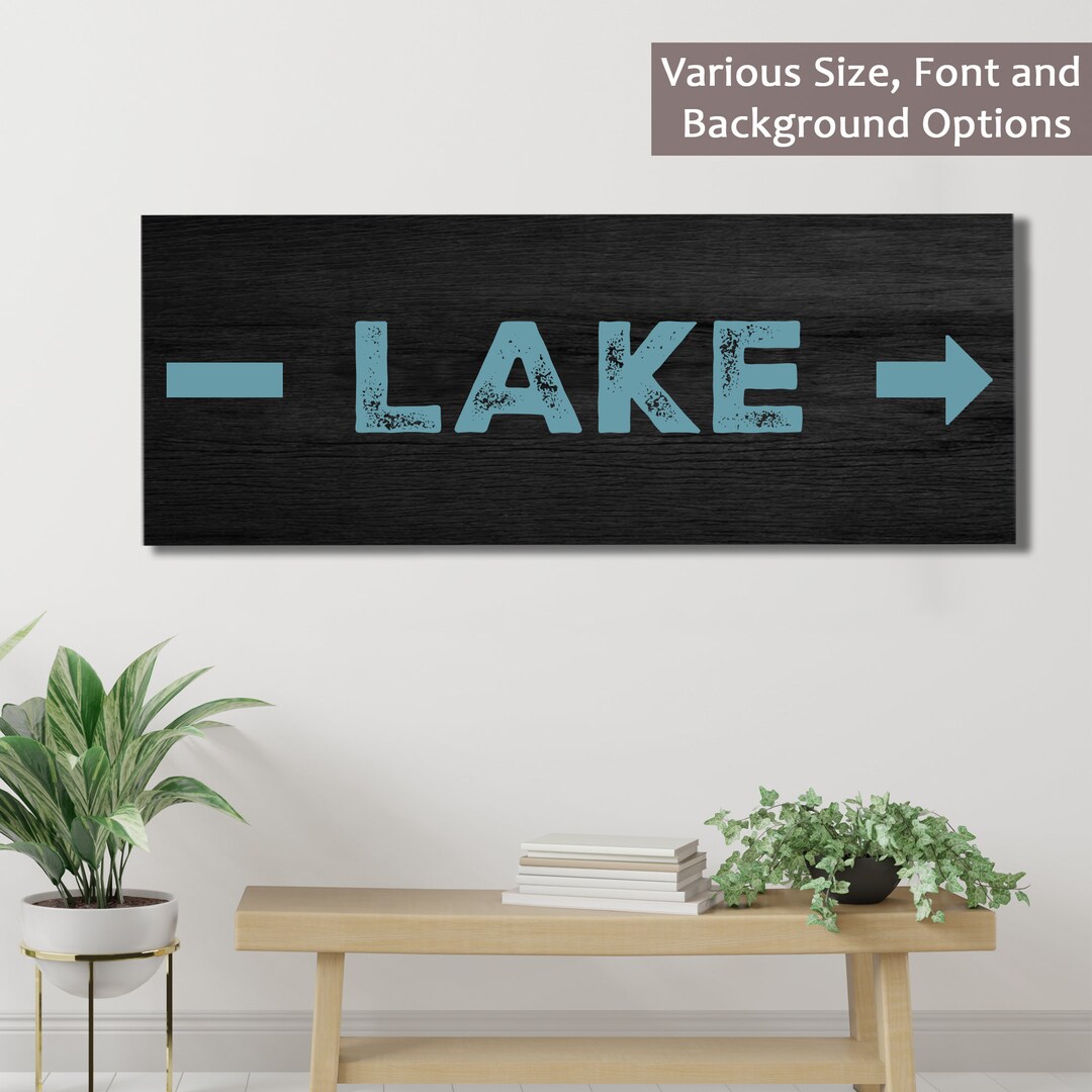Rustic Lake Arrow Sign Summer Lake River & Beach House Signs - Etsy