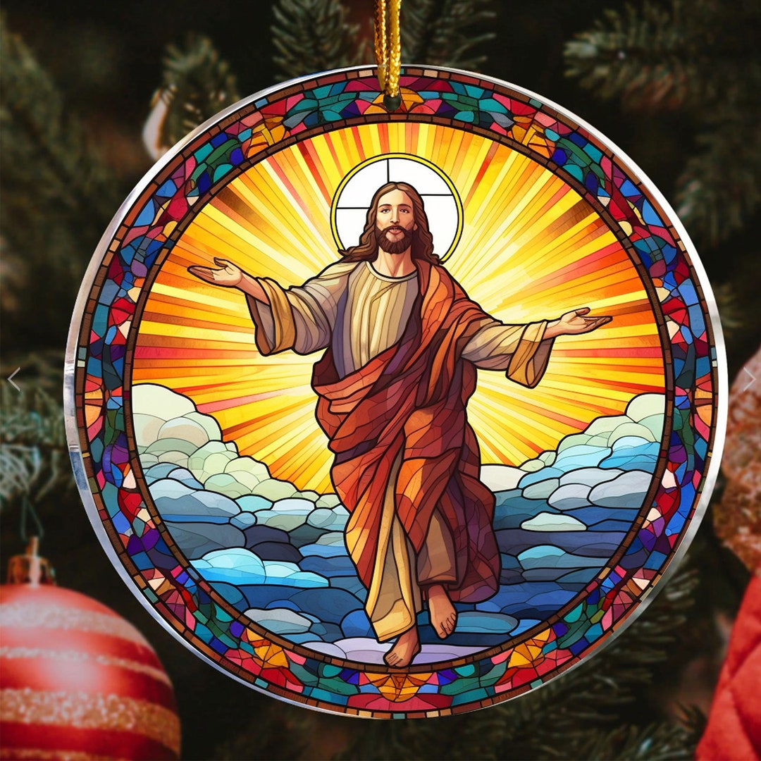 Jesus Devine Mercy Stained Glass Ornament, God Christmas Suncatcher ...