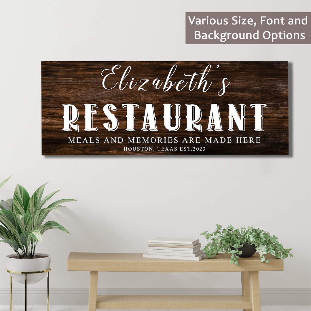 Personalized Vintage Restaurant Sign, Kitchen Wall Art, for Restaurant ...
