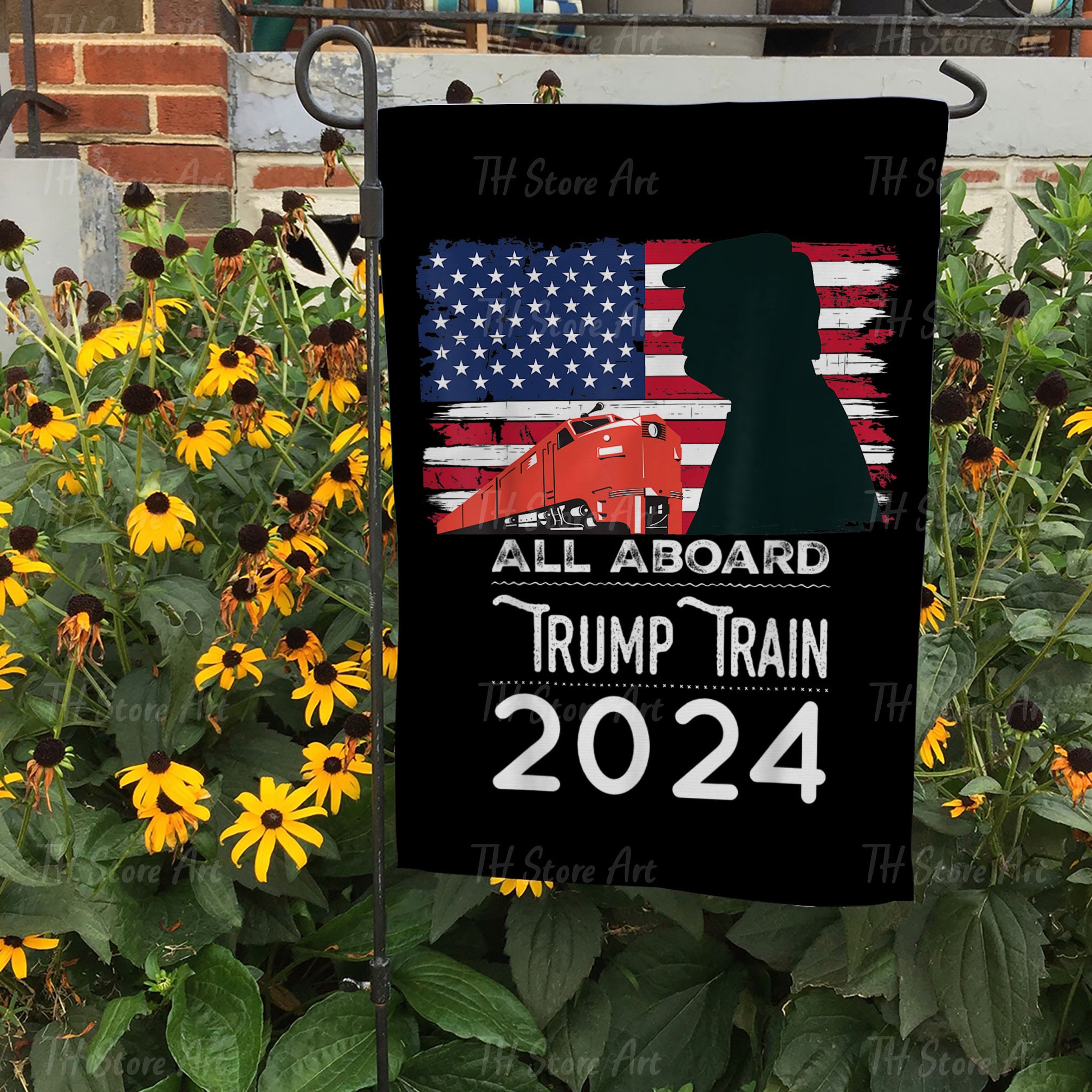 All Aboard Trump Train 2024 Flag, Re-Elect Trump 2020-2024, President ...