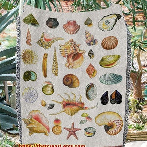 Seashells Tapestry Blanket, Ocean Inspired Decor, Vintage Sea Life ...