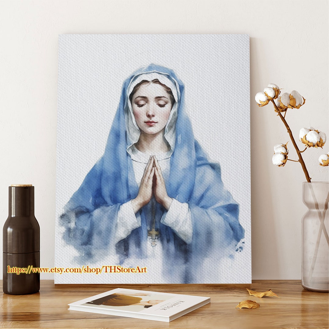 Virgin Mary Watercolor Wall Art Blessed Virgin Mary Print - Etsy