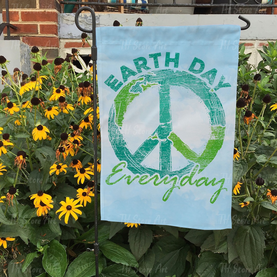 Piece Everyday Earth Day Flag, Green Lifestyle Support Flag, Seasonal ...