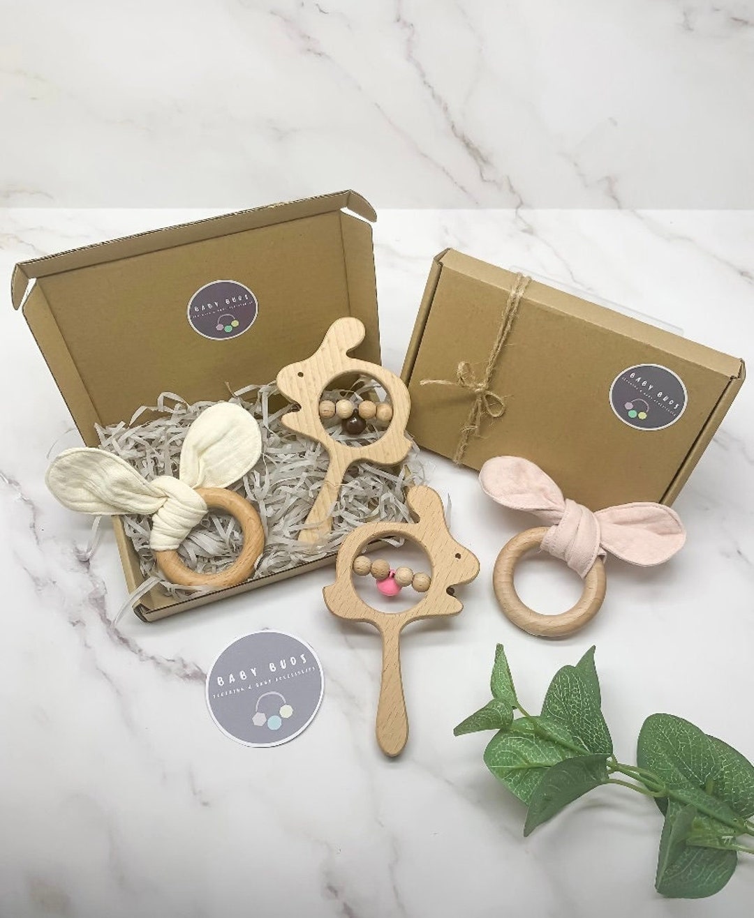 Bunny Baby Rattle Gift Set | Rabbit Bell Toy Comforter Soother ...
