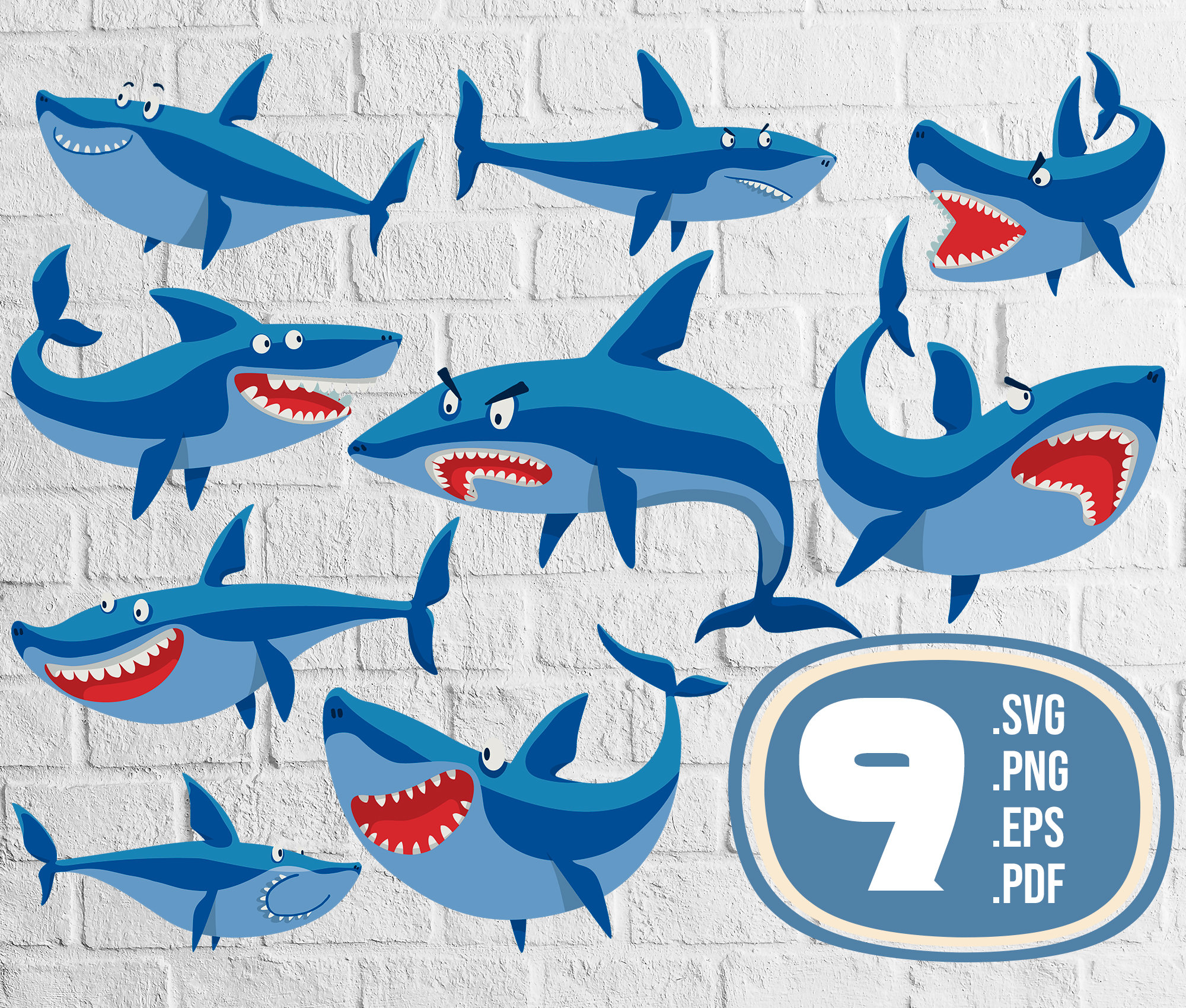 Cartoon Shark Svg, Shark Svg,shark Face SVG, Shark Svg, Shark Clipart ...