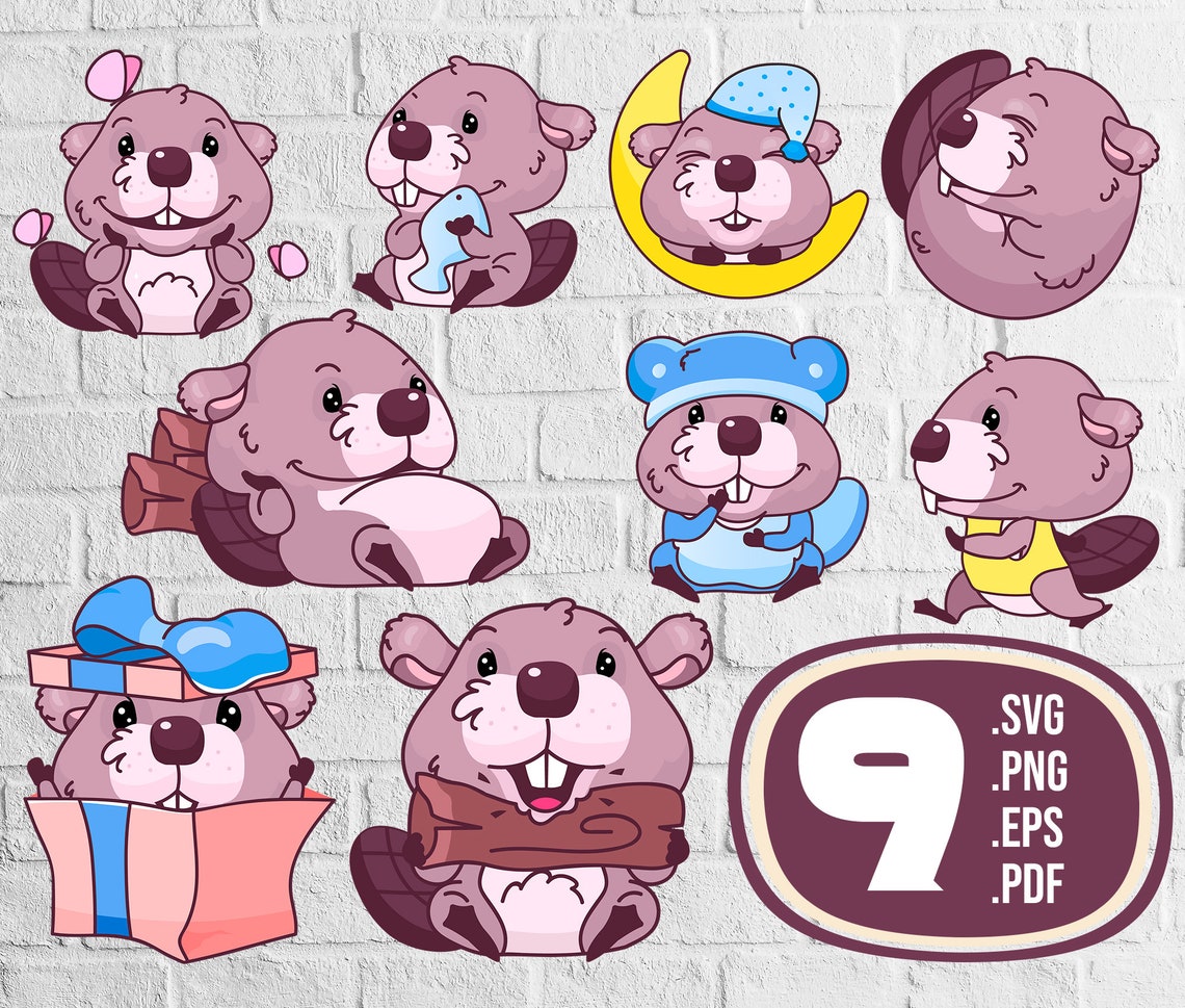 Cartoon Beaver Svg,beaver Print File,cute Beaver SVG, Baby Beaver Svg ...