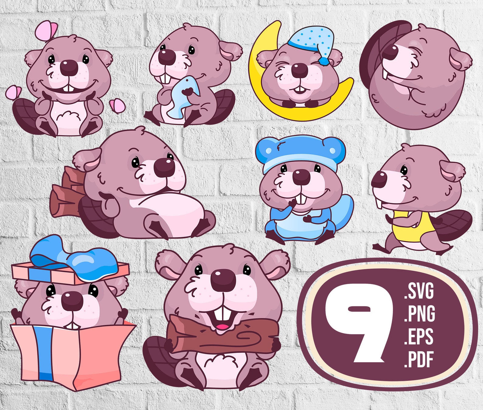 Cartoon Beaver Svg,beaver Print File,cute Beaver SVG, Baby Beaver Svg ...