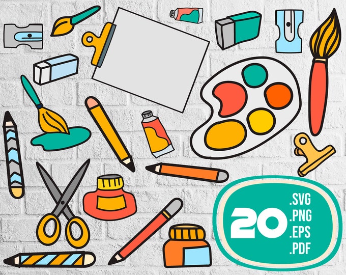 Artist Painter Tools Svg File | Artwork Svg | Artist Clipart | Artwork ...