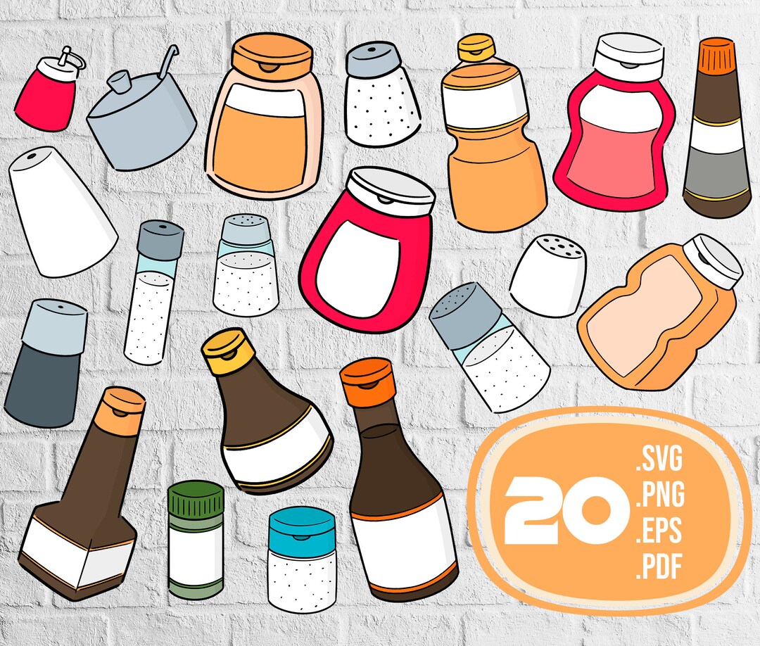Condiment Bottles Svg, Bottles Svg, Kitchen Bottles Svg, Medicine ...
