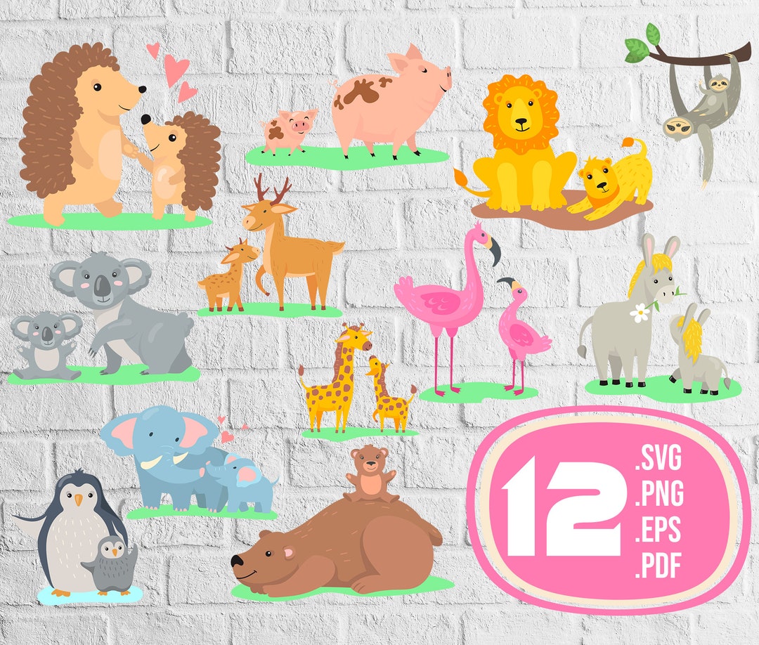 Little Animals Svg, Baby Animals Svg, Animals With Moms Svg,deer Svg ...