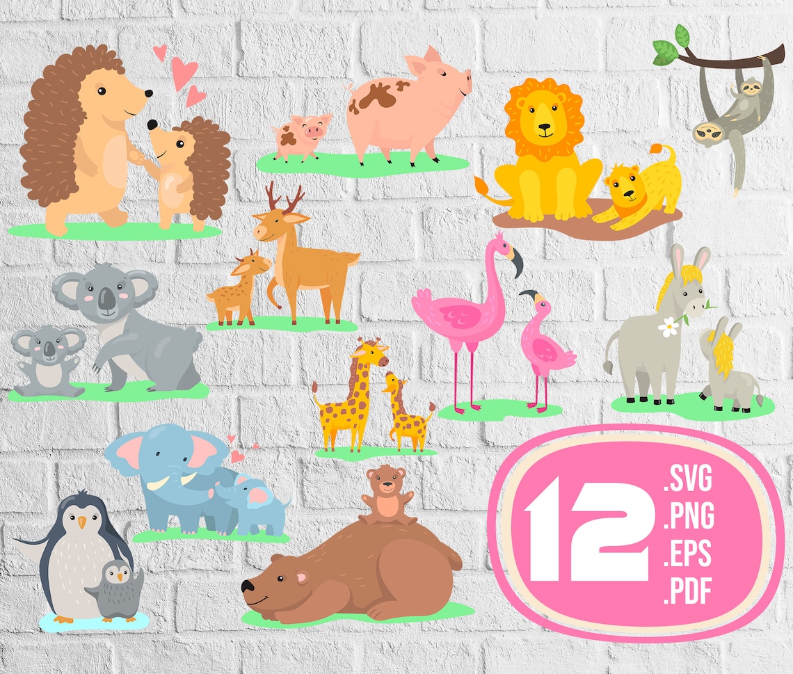 Little Animals Svg, Baby Animals Svg, Animals With Moms Svg,deer Svg ...