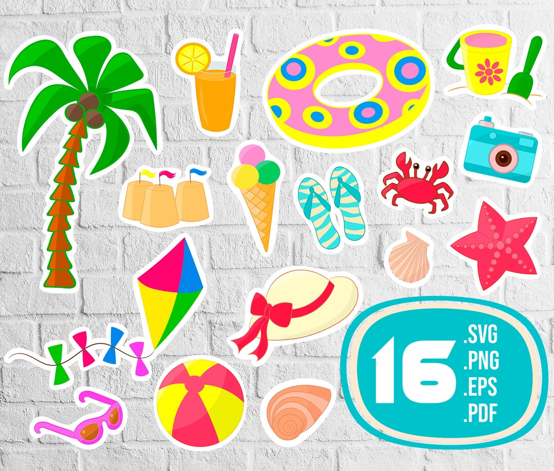 Summer Stikers, Summer Clip Art, Cruise Clipart, Tropical Clip Art for ...