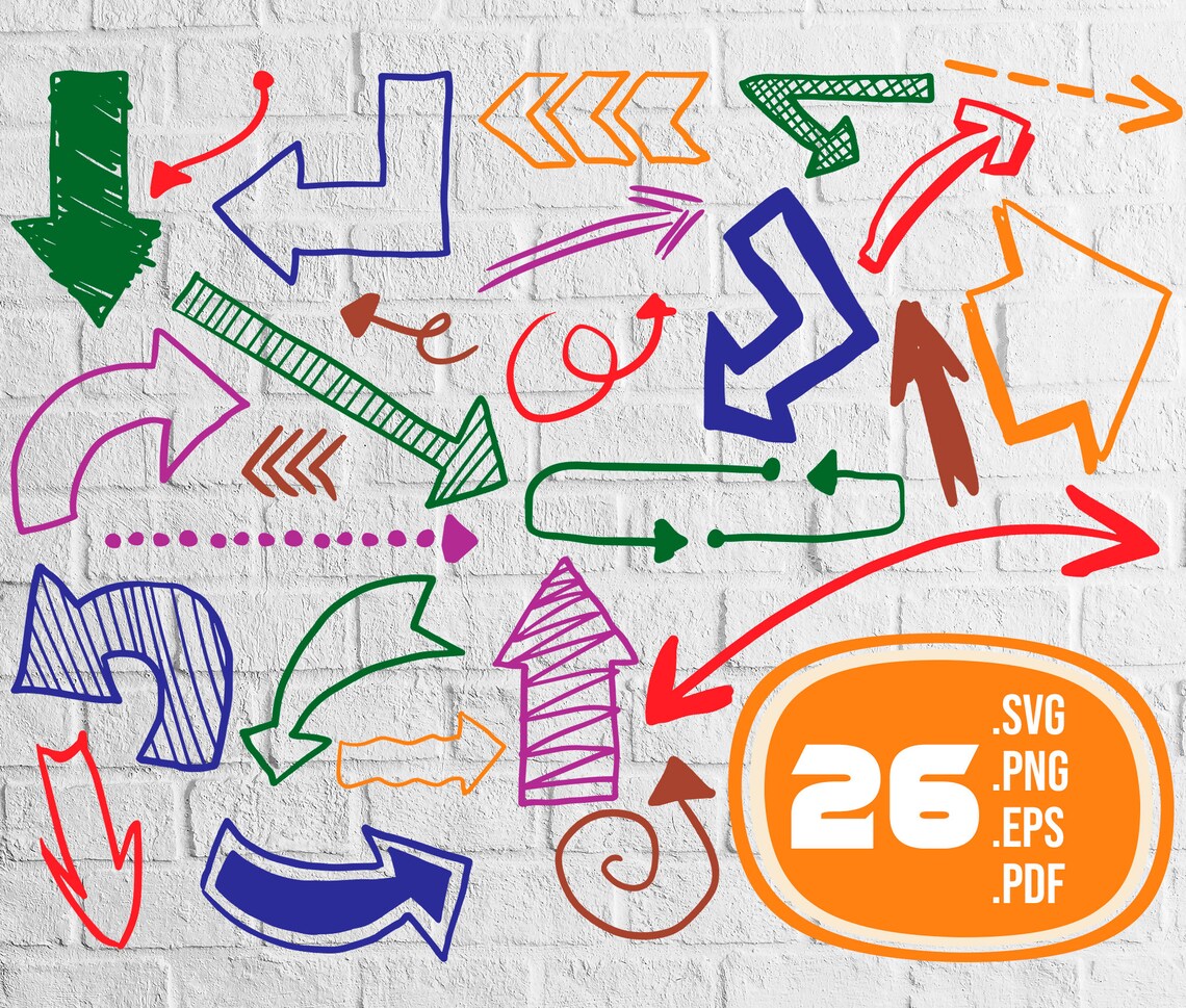 Doodle Arrows Svg,funny Arrow Svg,colored Arrow Svg, Doodle Svg,doodle ...