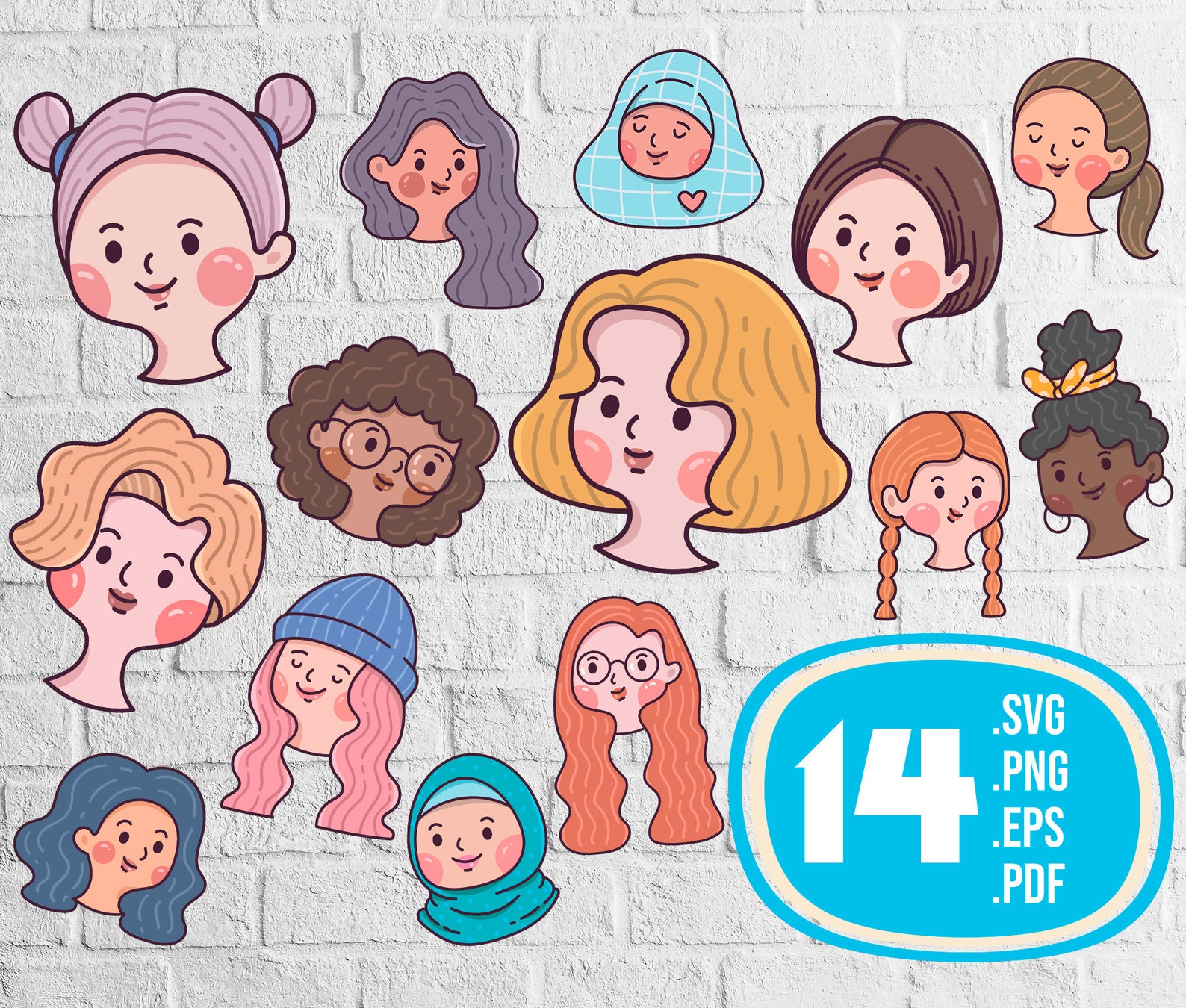 Woman Avatar Svg, People Avatar Clipart Bundle, Woman Clipart, Man ...