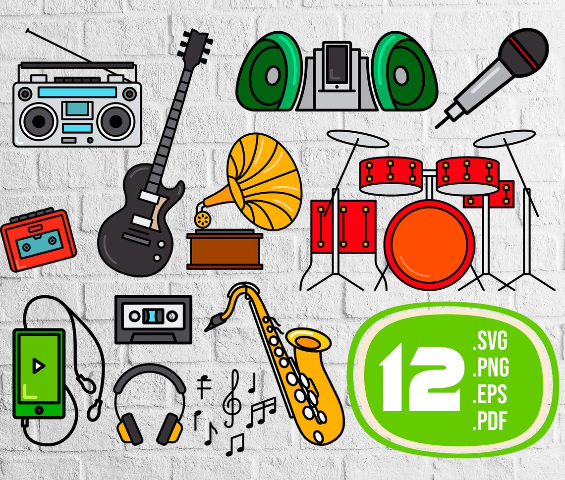 Music Svg,musical Instruments, Piano, Guitar, Flute, Musical Symbols ...