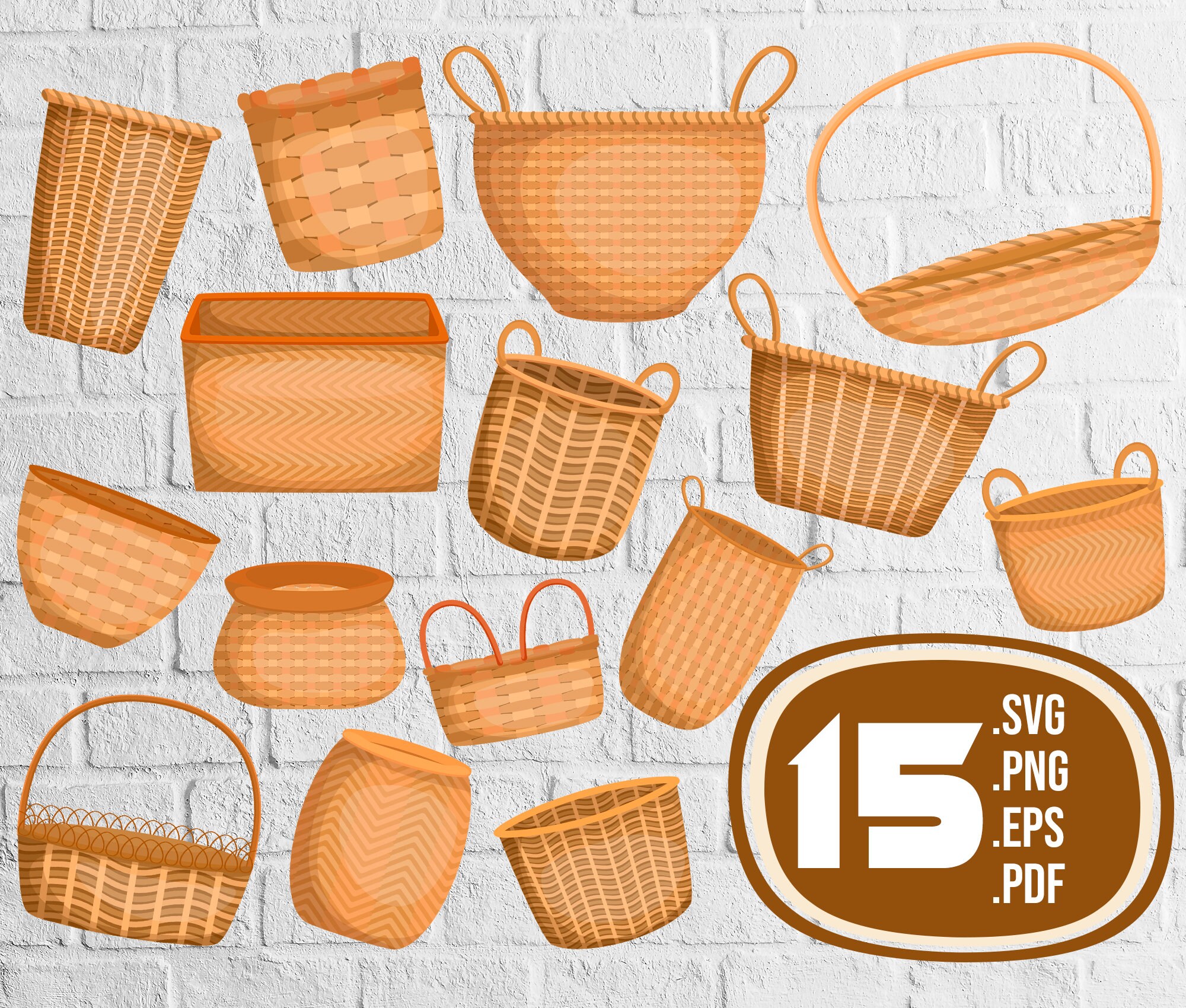 Wicker Basket Svg, Basket Svg, Basket Brown Svg, Basket Bundle Svg ...