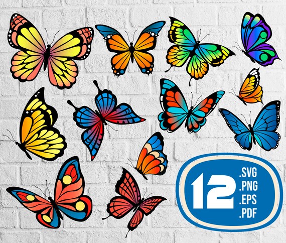 Colored Butterflies Svgbutterfly SVG Bundlecolored | Etsy
