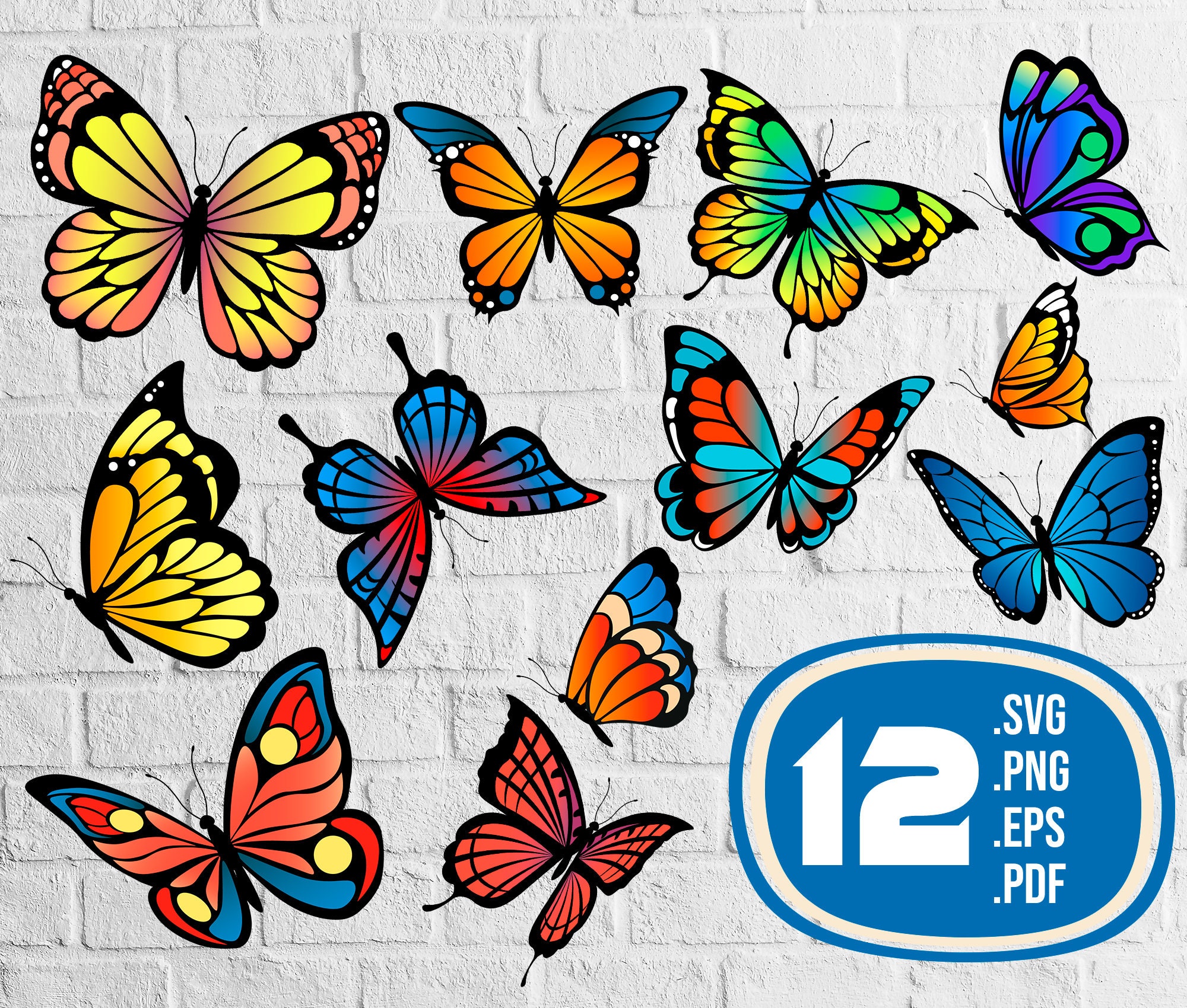 Colored Butterflies Svg,butterfly SVG Bundle,colored Butterfly ...