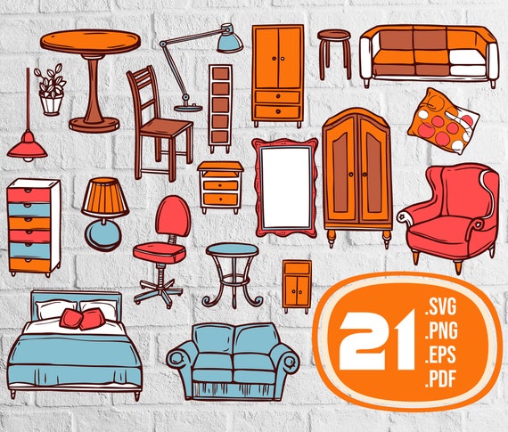 House Furniture Clip Art Svg 49 Furniture Clipart, Sofa, Wardrobe,