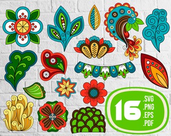 Floral Elements Svgwildflower SVG Bundle Botanical Elements - Etsy