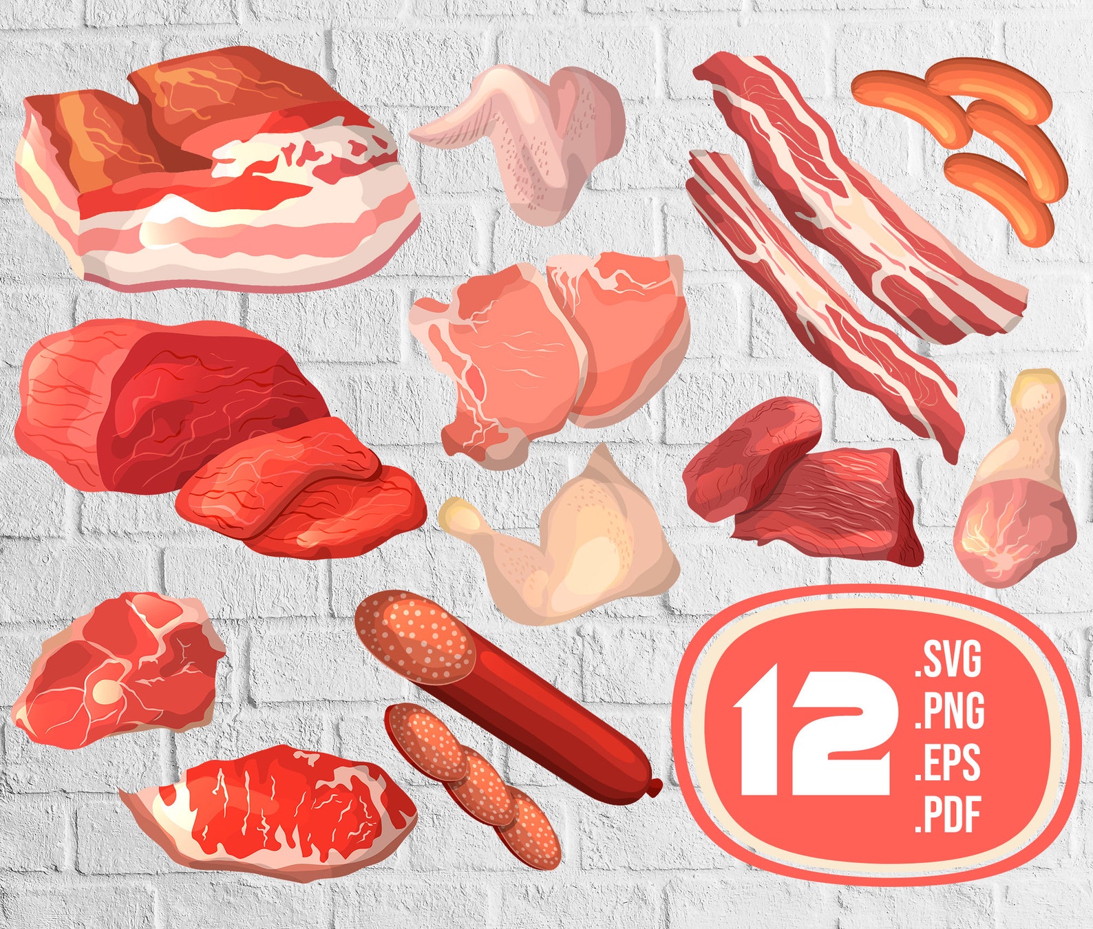 Meat Svg,meat Products Svg,food Clipart, Bbq Clipart, Steak Clipart ...