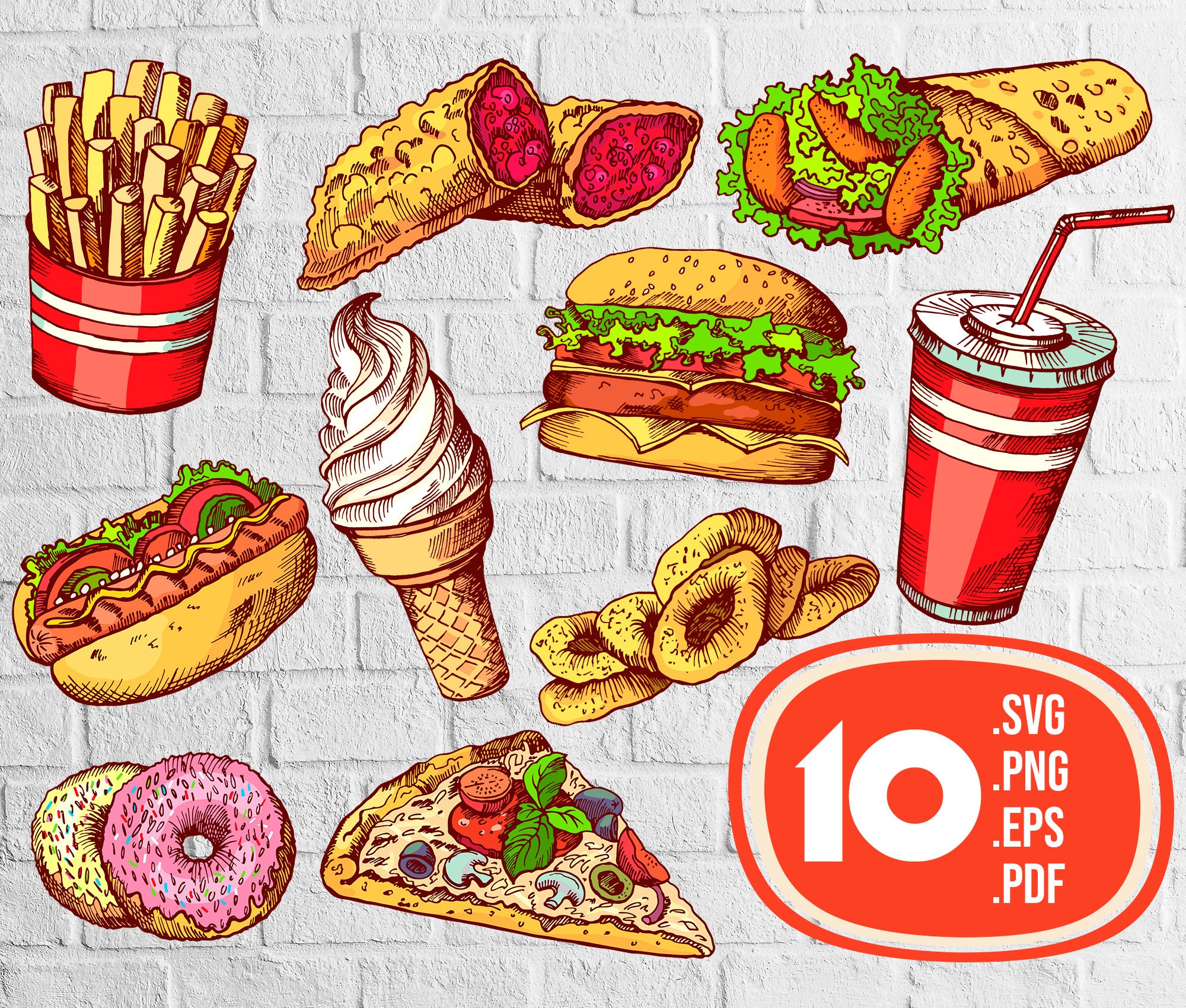 Fast Food Svg,fast Food Illustrator, Food Silhouette, Hotdog Svg,fast ...