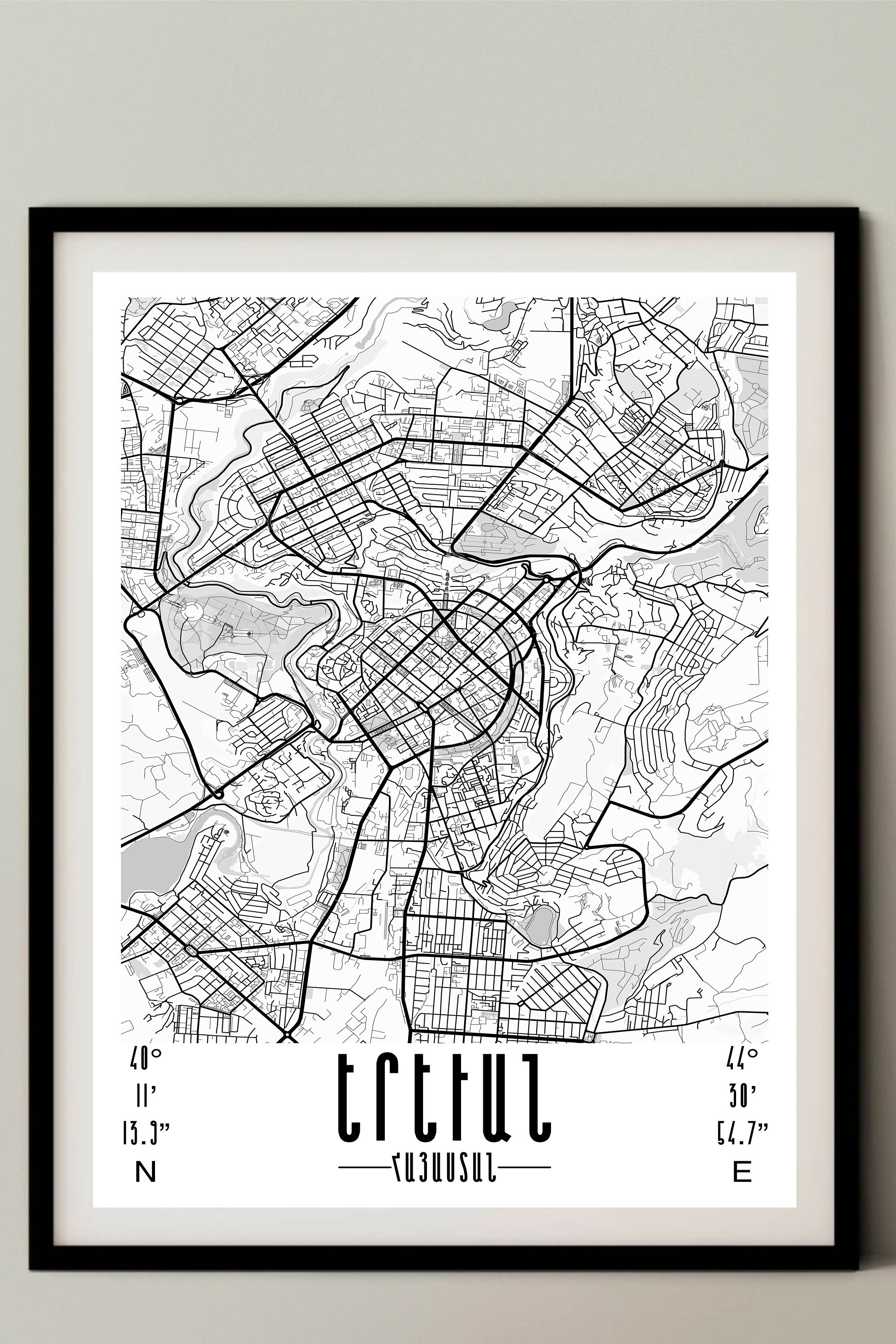 Map Prints of Armenian Cities + Custom Map Prints - Etsy