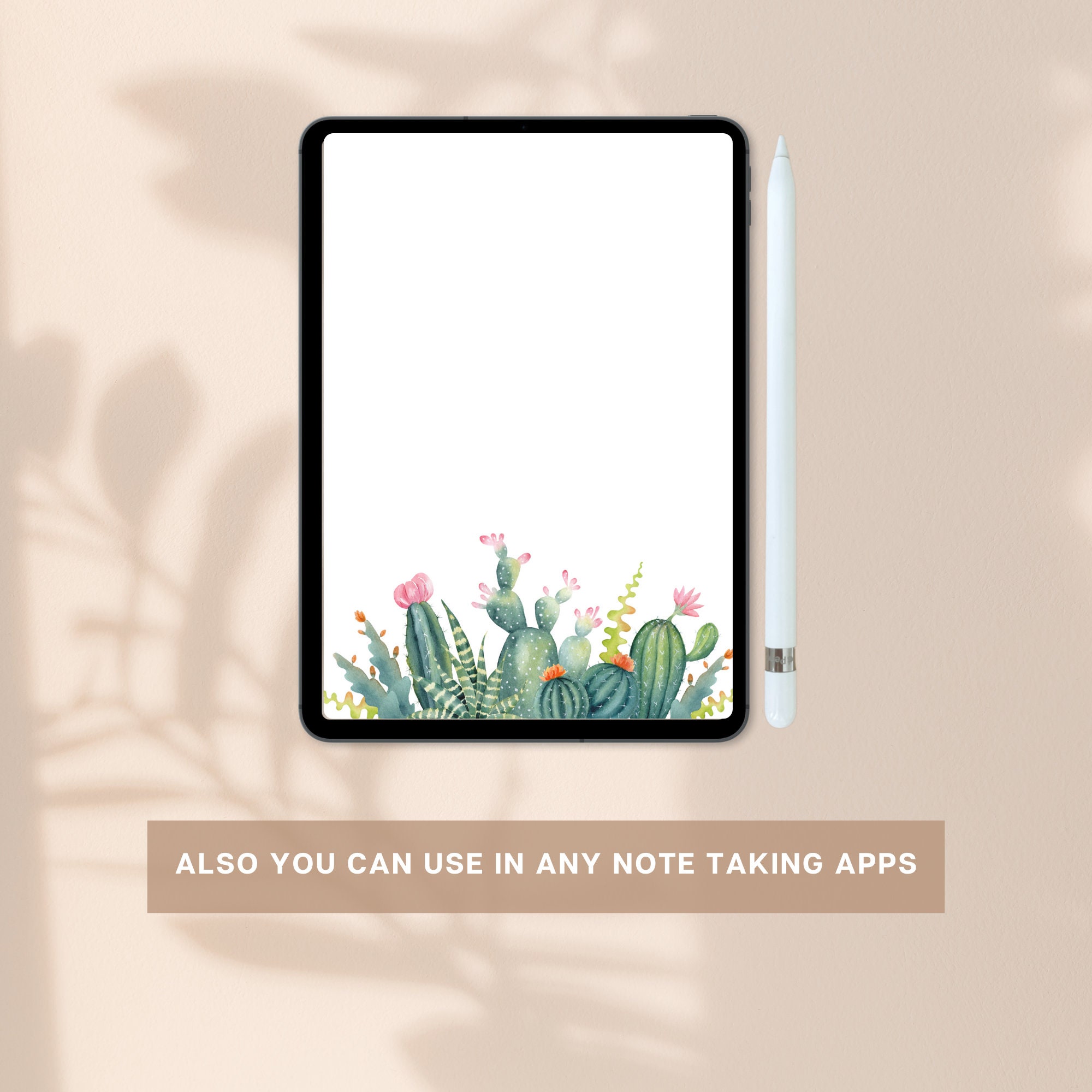 Watercolor Cactus Border Printable Stationery A4 US - Etsy