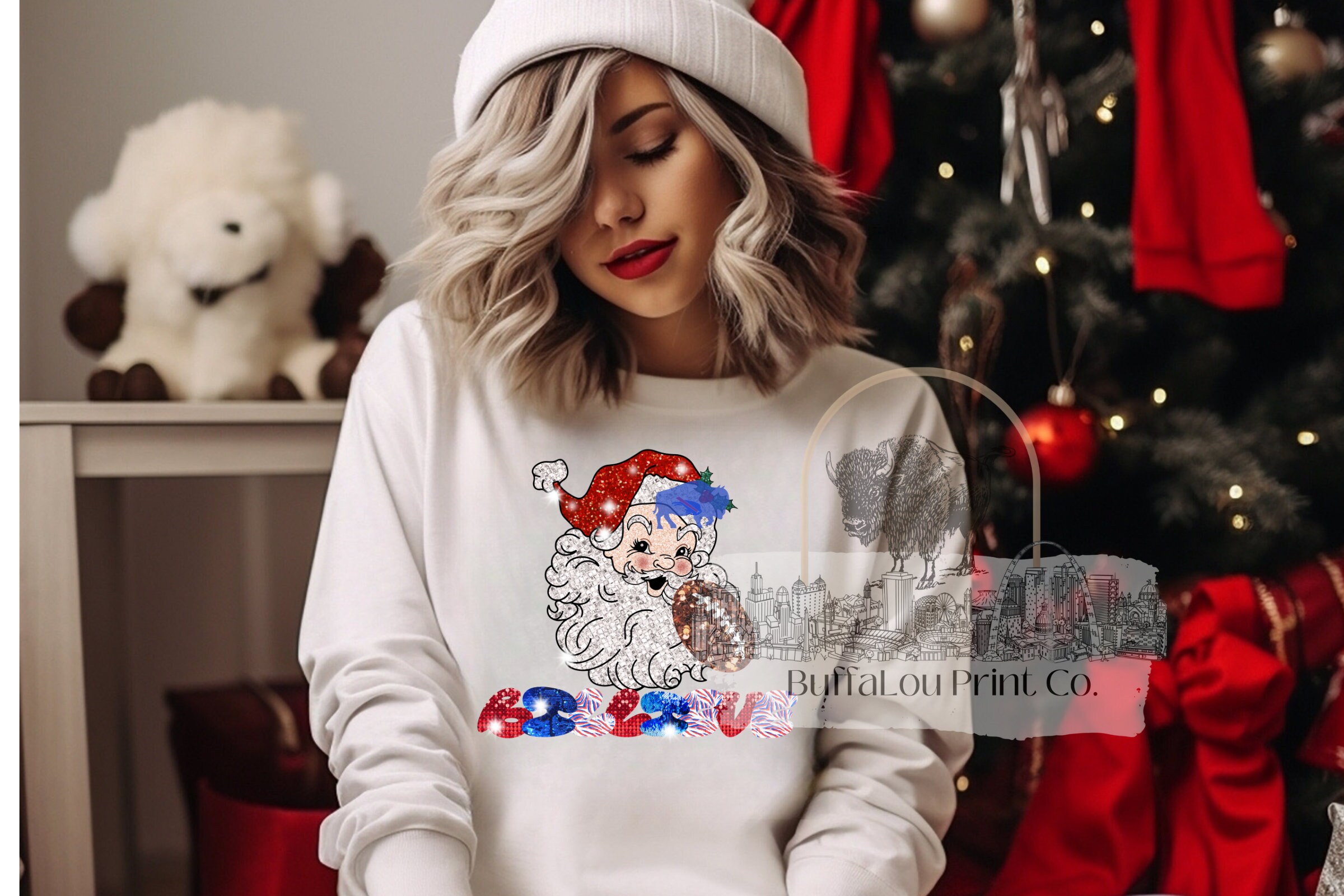 Buffalo Bills Billieve Sparkle Santa Png Bills Christmas - Etsy