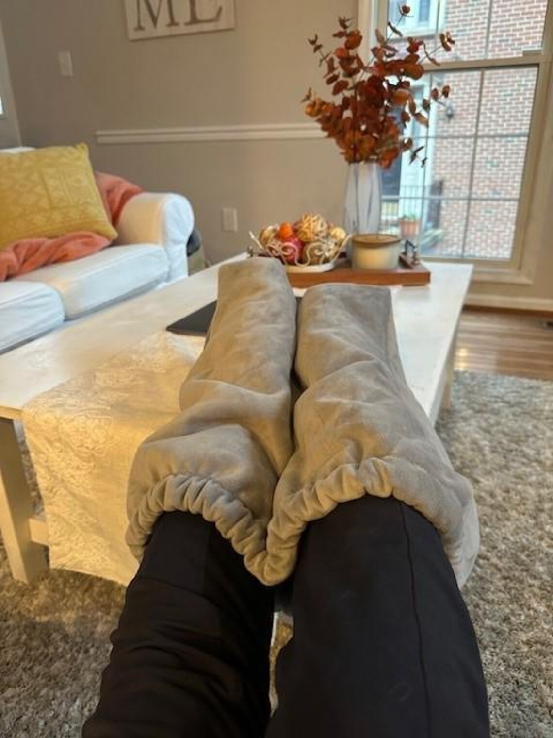 The Cozyfeet Plush Gray, Fleece and Sherpa Patented Foot Warmer. the ...