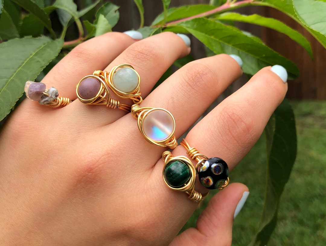 Crystal Wire Rings | Custom Wire Wrapped Jewelry | Gemstone Rings - Etsy