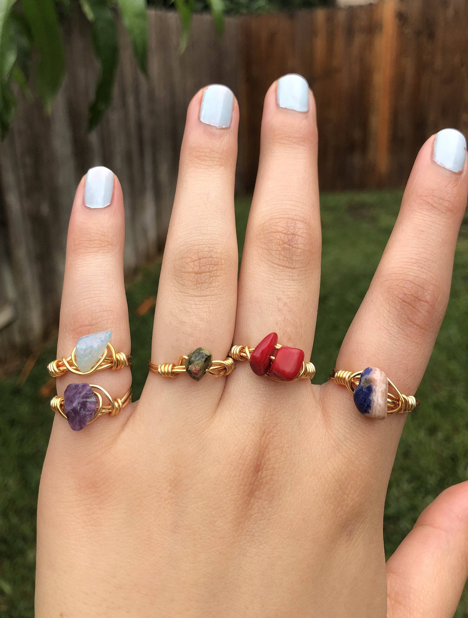 Crystal Chip Wire Rings | Wire Wrapped Rings | Crystal Jewelry - Etsy