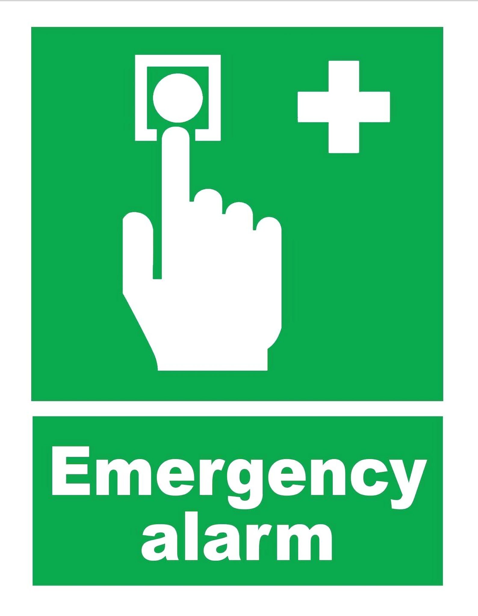 Green Emergency Alarm Push Button Symbol Signage Notice Sign Gloss ...