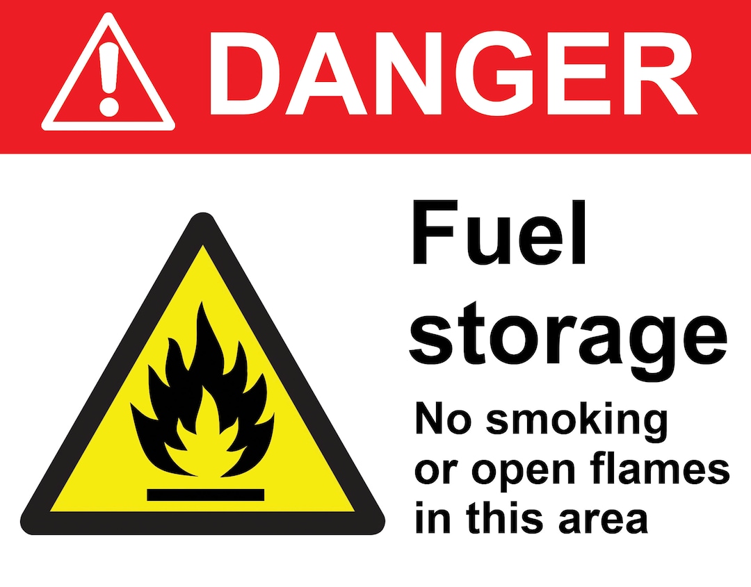 Danger Fuel Storage Smoking or Open Flames in This Area Notice Sign ...