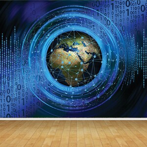 Computer Network Binary Code Wallpaper Mural Bedroom Office Business ...