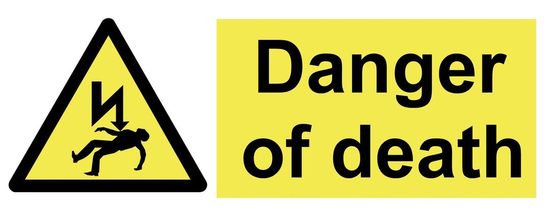 Danger of Death Electrical Electric Yellow Warning Sign Signage Notice ...