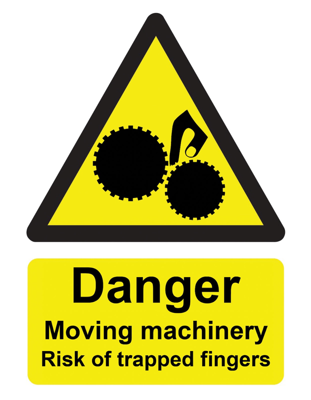 Danger Moving Machinery Risk of Trapped Fingers Yellow Warning Notice ...