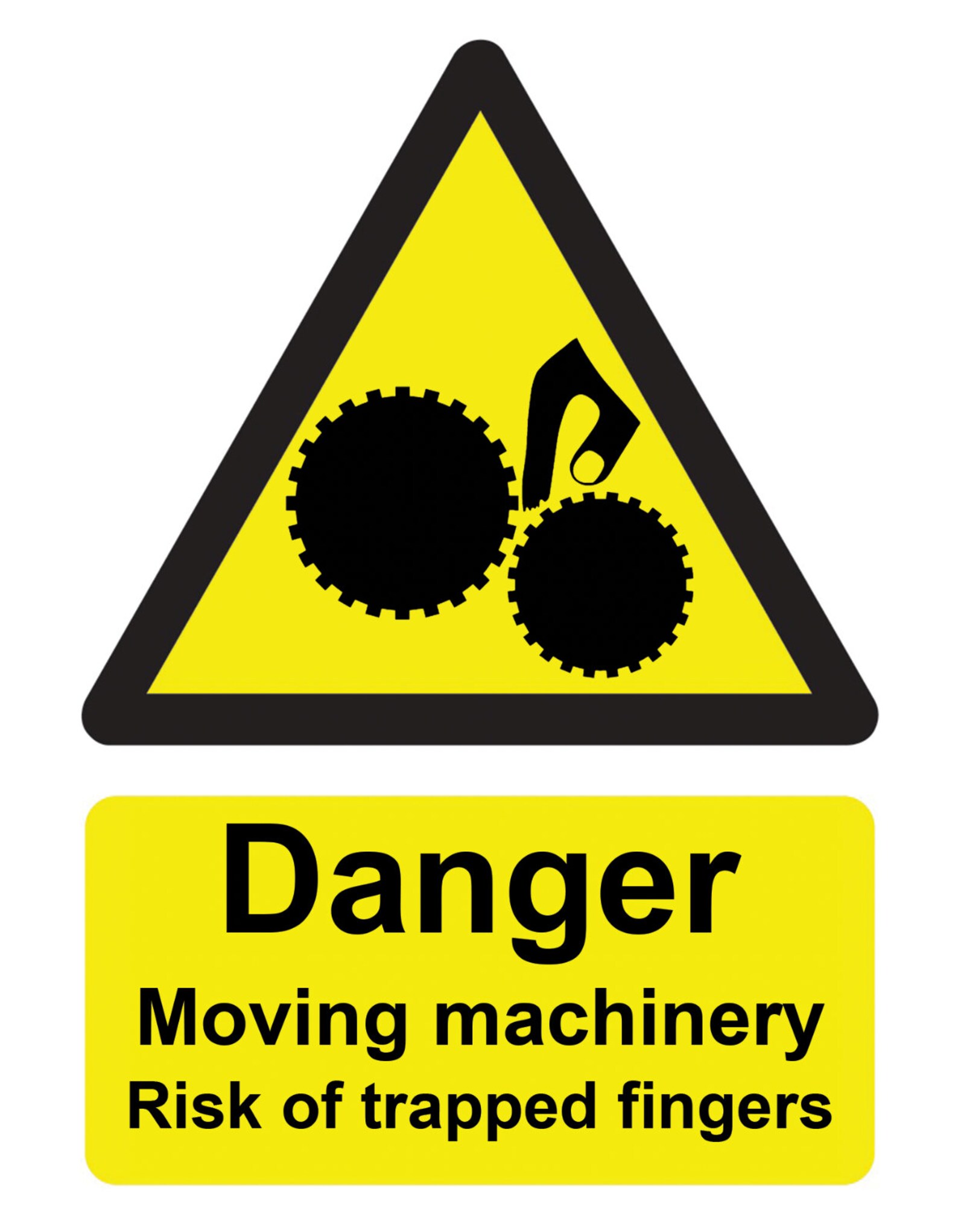 Danger Moving Machinery Risk of Trapped Fingers Yellow Warning Notice ...