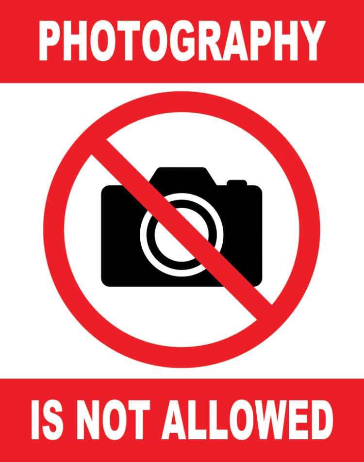 Warning Notice Sign Self Adhesive Gloss Sticker No Photography ...