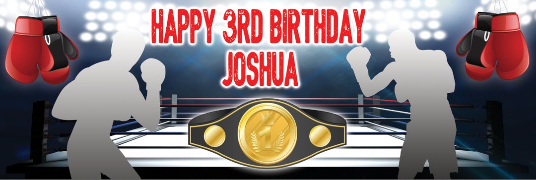 Personalised Bespoke Boxing Theme Ring Gloves Poster Graphic Banner ...