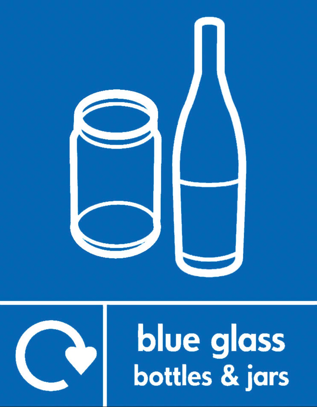 Blue Glass Bottles & Jars Recycling Recycle Business Office Home Notice ...