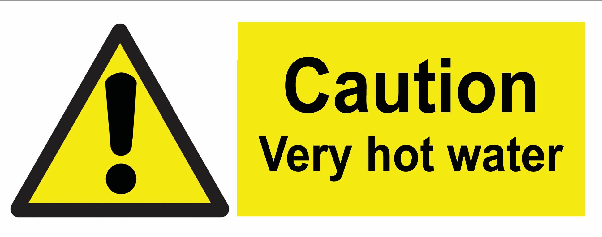 Caution Warning Notice Sign Hot Water Yellow Window Self Adhesive Gloss ...