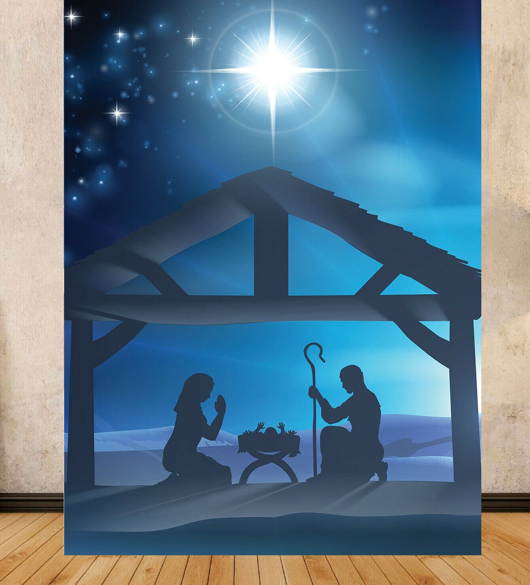 Santa Grotto Christmas Nativity Jesus Mary Crib Christmas Theme LARGE ...