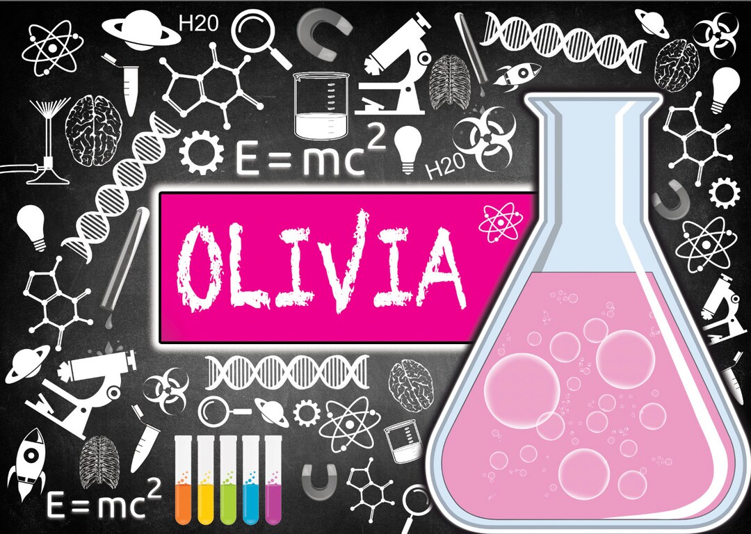 2 Sizes A0 & A1 Pink Science Party Chalk Board Chalkboard Personalised ...