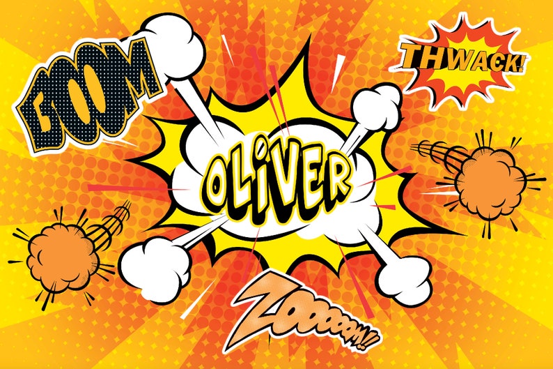 Comic Cartoon Superhero Speech Bubbles Personalised Name Wallpaper ...