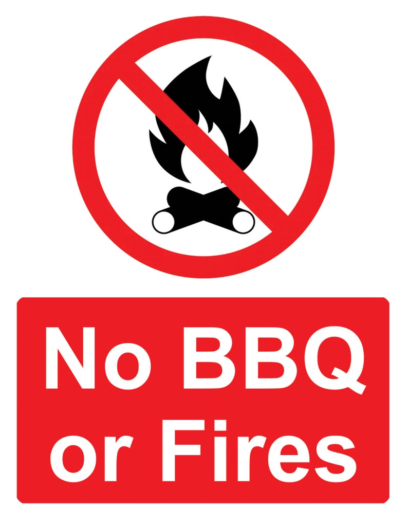 Red Sign No BBQ Bbq or Fires Prohibited Not Allowed Business Notice ...