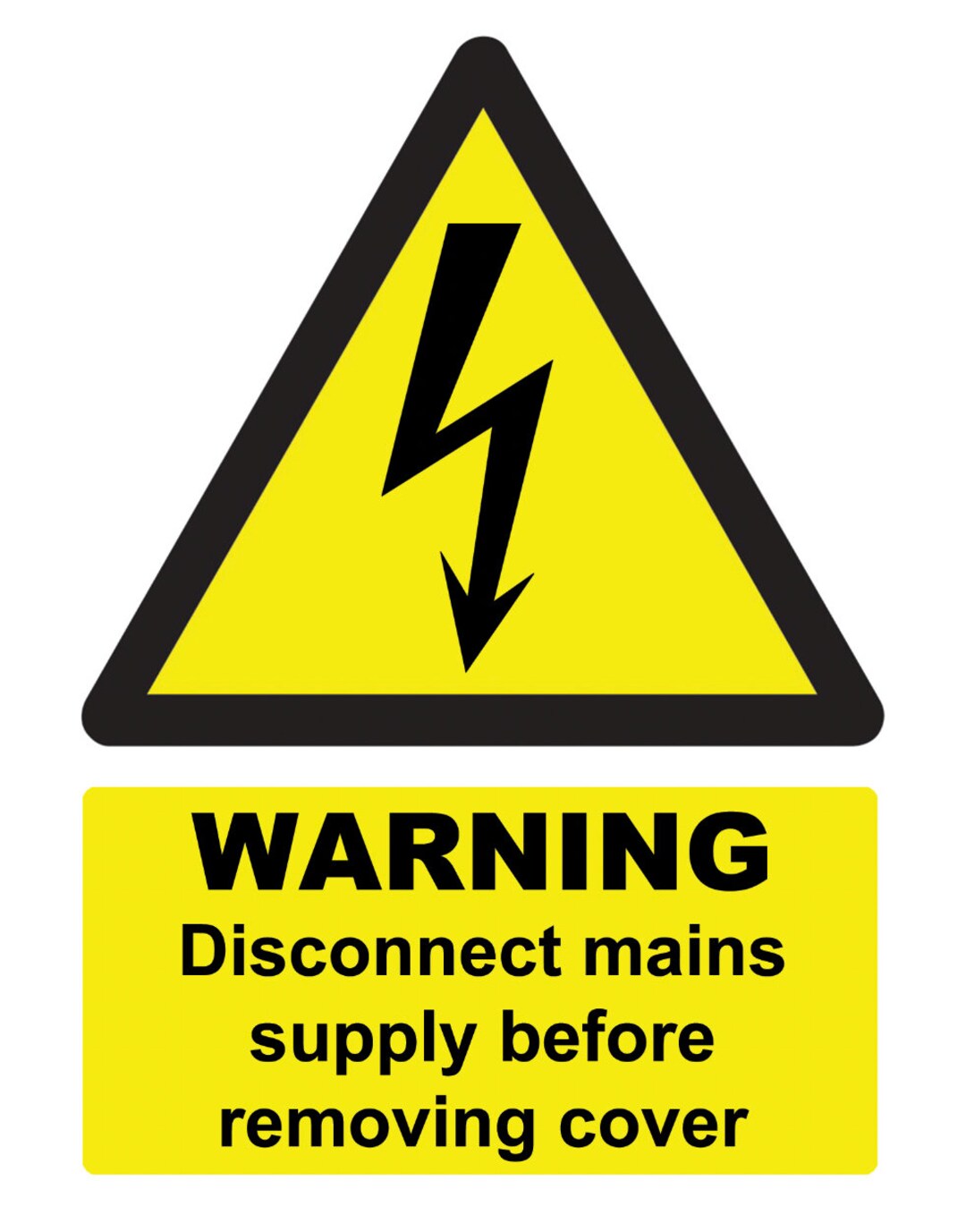 Warning Danger Disconnect Mains Supply Electric Before Removing Cover ...