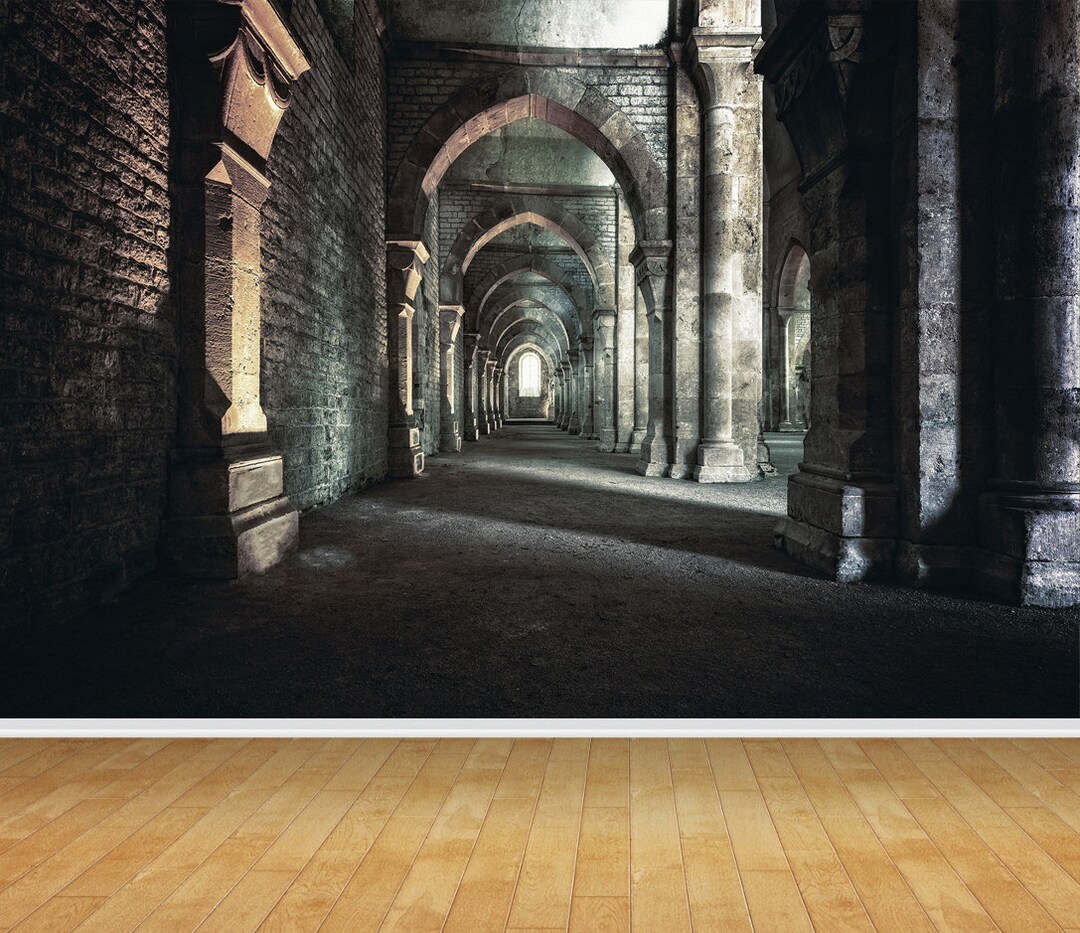 Medieval Stone Walls Arch Archway Wallpaper Mural Bedroom Business ...