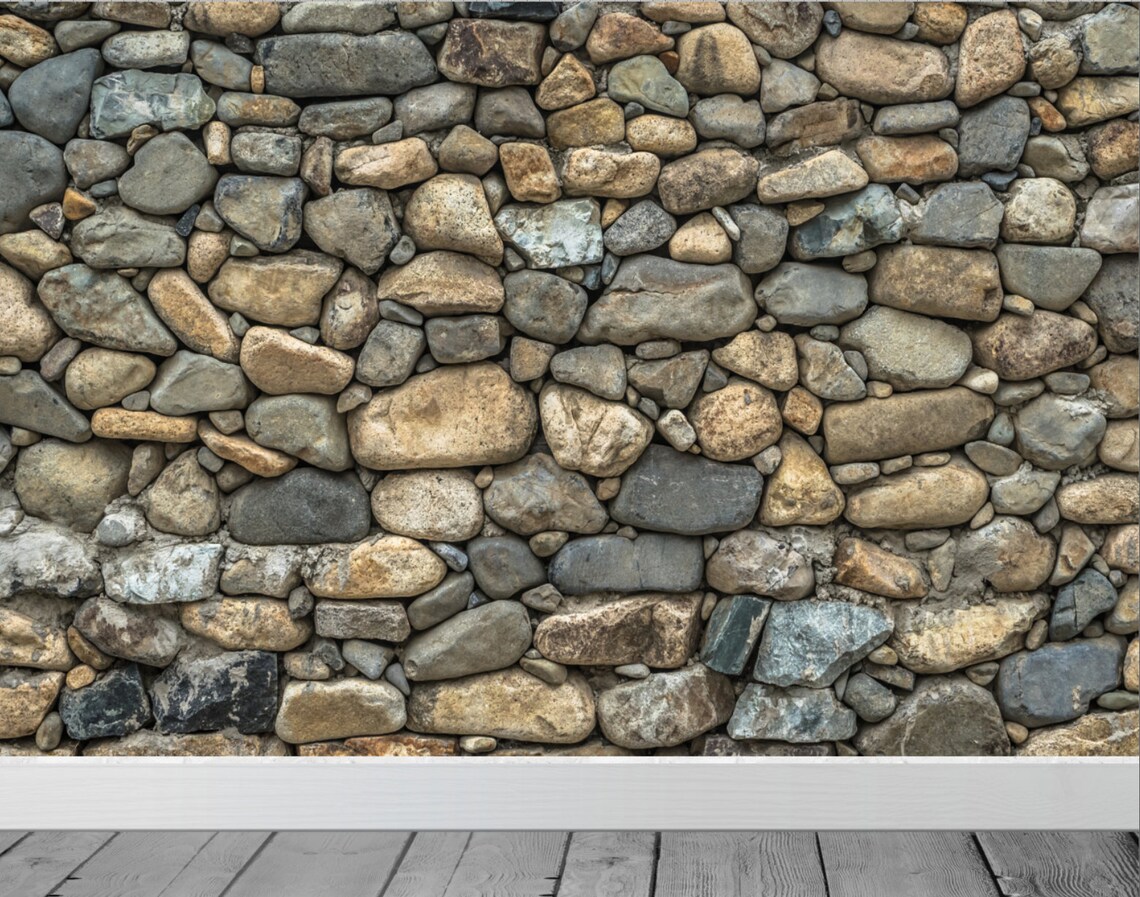 Rustic Stone Wall Effect Wallpaper Mural Room Backdrop Scene - Etsy